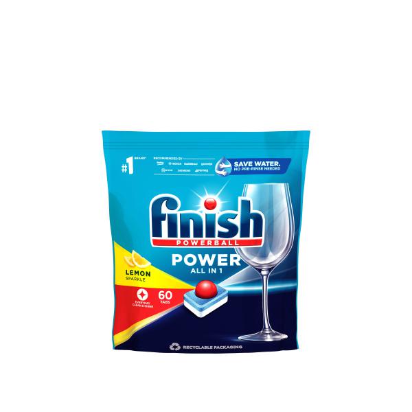 Finish Power All in One Dishwasher Tablets Lemon 60 Tablets