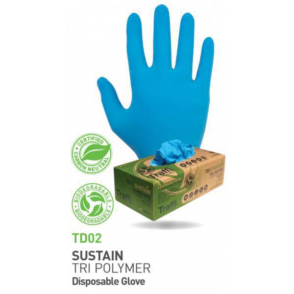 TD04 Tri Polymer Biodegradable Disposable Glove - Medium - Case