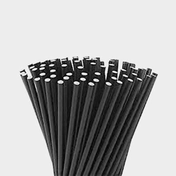 8'' Black Paper Straws - CASE